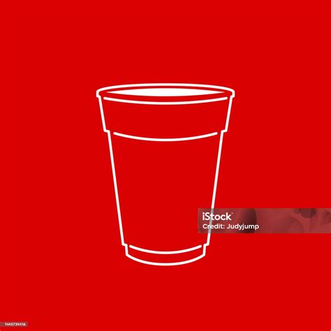 Red Party Cup Isolated On Red Background Vector Illustration Red Beer