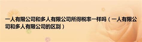 一人有限公司和多人有限公司所得税率一样吗一人有限公司和多人有限公司的区别 草根科学网