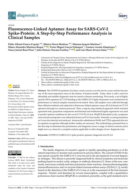 Pdf Fluorescence Linked Aptamer Assay For Sars Cov 2 Spike Protein A