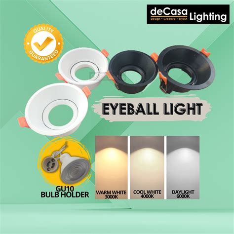DECASA Lighting Eyeball Casing GU Lamp Holder Spotlight Case Downlight Black White R FT