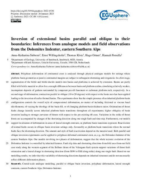 Pdf Inversion Of Extensional Basins Parallel And Oblique To Their Boundaries Inferences From