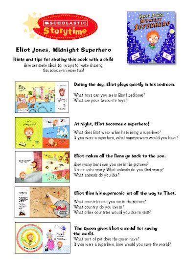 Storytime Notes Eliot Jones Midnight Superhero Free Early Years