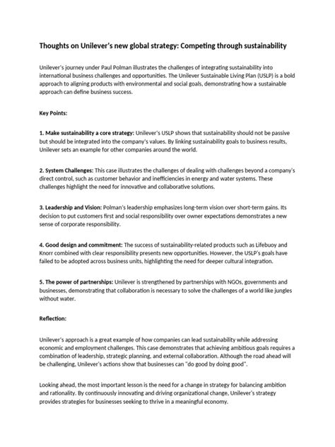1 Pager Review Cst Uniliver Pdf