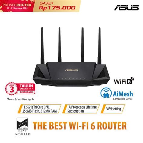 Jual Asus Rt Ax3000 Dual Band Wifi 6 Wireless Router With Aimesh Di