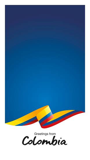 콜롬비아에서 인사드립니다 스토리 및 릴스를 위한 편집 가능한 Instagram 템플릿 콜롬비아 국기 리본과 편집 가능한 프레임이 있는 소셜 미디어 템플릿 커버 가리기에 대한