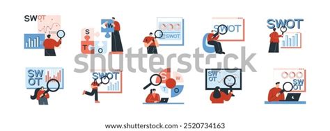 Swot Analysis Flat Illustration Set Include Stock Vector Royalty Free