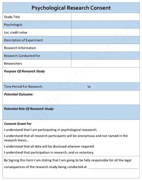 Psychological Research Consent Form Editable Pdf Forms