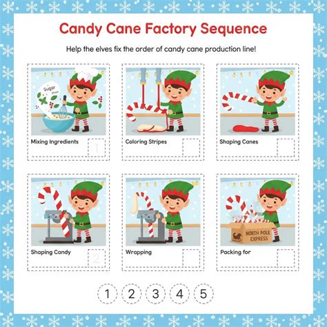 Candy Cane Factory Sequence Worksheet Download And Print Now
