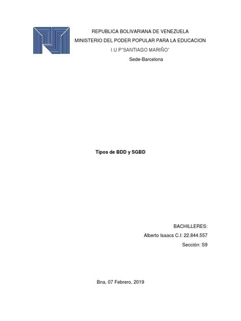 tipos de bdd y sgbd pdf bases de datos ciencias de la información