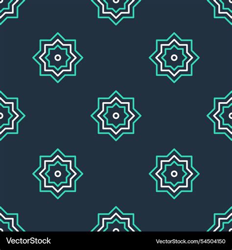 Line Islamic Octagonal Star Ornament Icon Vector Image