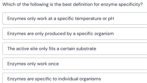 Solved Which Of The Following Is The Best Definition For Enzyme