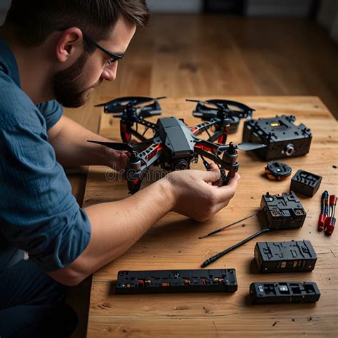 Man Assembling Drone Using Tools Stock Illustration Illustration Of