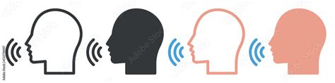 Set Of Voice Control Icons Podcaster Symbol Talking Command Sound Commander Talk Or Talking