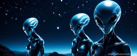 Aliens Revealing Cosmic Secrets In Blue Night Stable Diffusion Online