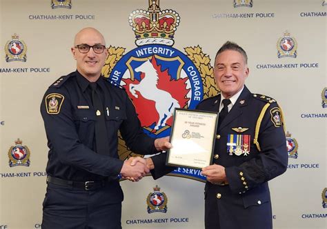 Chatham Kent Police Chief Receives 30 Year Fitness Pin Chatham Daily News