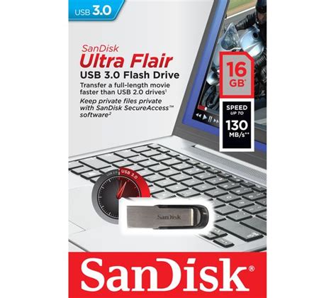 Buy Sandisk Ultra Flair Usb 30 Memory Stick 16 Gb Silver And Black