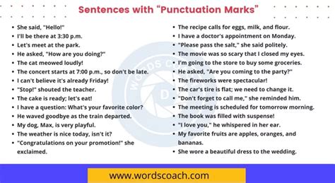 200 Sentences With Punctuation Marks Word Coach