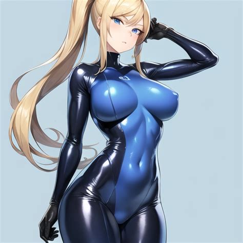 Rule 34 Ai Generated Blonde Hair Blue Bodysuit Blue Eyes Long Hair Metroid Nemus Waifu