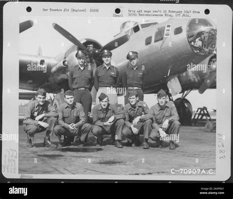 Lt Hedgecock And Crew Of The 527th Bomb Squadron 379th Bomb Group Pose In Front Of A Boeing B
