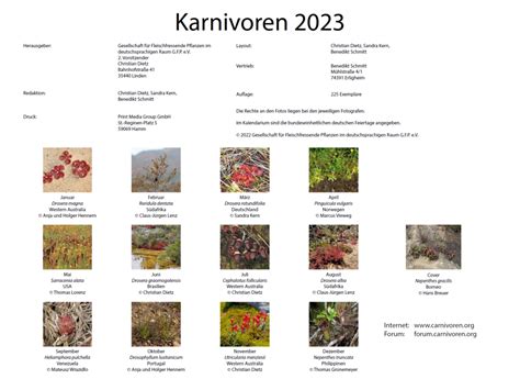 G F P Carnivorous Plants Calendar 2023 Carnivorous Plant Societies