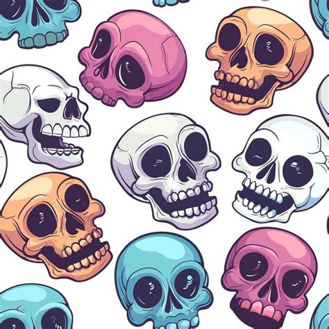 Seamless Skull Pattern Premium Ai Generated Image