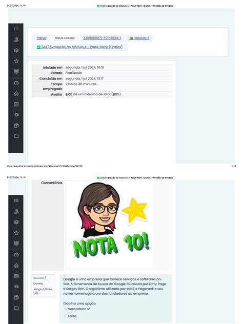 A4 Avaliação Do Módulo 4 Page Rank Grafos Revisão Da Tentativa