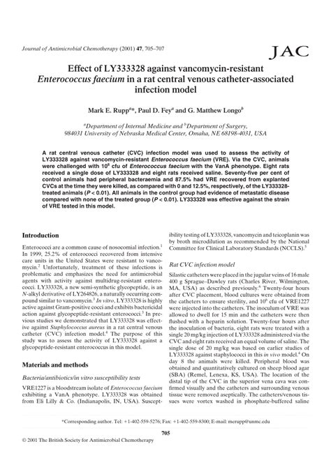 Pdf Effect Of Ly333328 Against Vancomycin Resistant Enterococcus