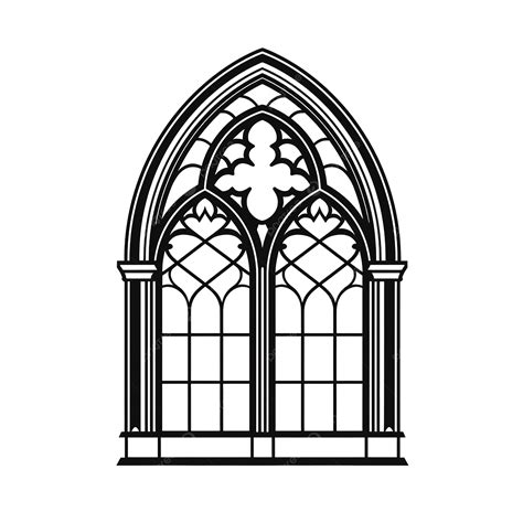 Gothic Window Outline Silhouette Of Vintage Stained Glass Church Frame