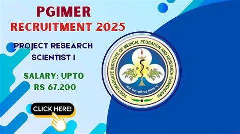Pgimer Project Research Scientist Recruitment 2025 Apply Online