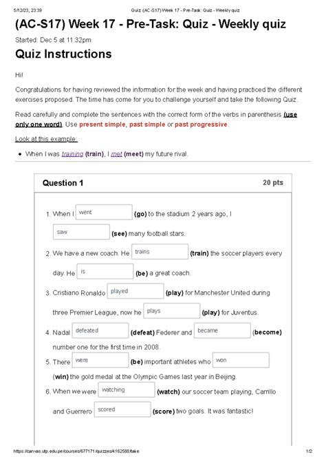 Quiz Ac S17 Week 17 Pre Task Quiz Weekly Quiz Courses