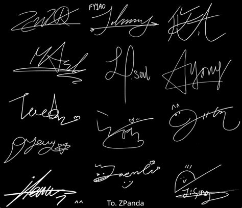 NCT Signatures In Order Ten Johnny Yuta Mark ZombehPanda