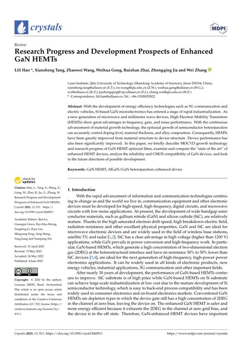 Pdf Research Progress And Development Prospects Of Enhanced Gan Hemts