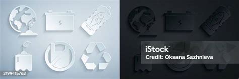 비닐 봉지 포스터에 아니오 설정 해양 오염 중지 병에 새싹 재활용 기호 자동차 배터리 및 지구 지구 및 식물 아이콘 벡터 0명에 대한 스톡 벡터 아트 및 기타 이미지