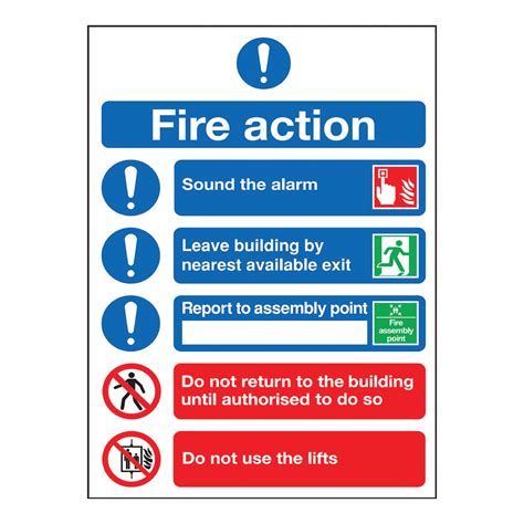 Fire Action Symbols A5 Pvc Safety Sign Fr099a5