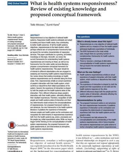 What Is Health Systems Responsiveness Review Of Existing Knowledge And Proposed Conceptual