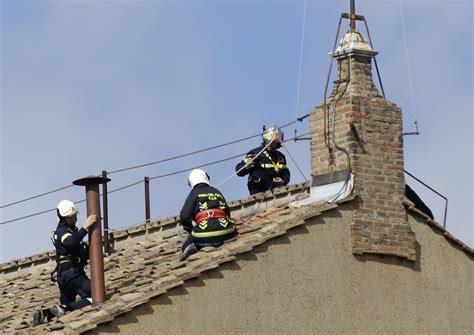 Papal Election Chimney Installed On Top Of Sistine Chapel