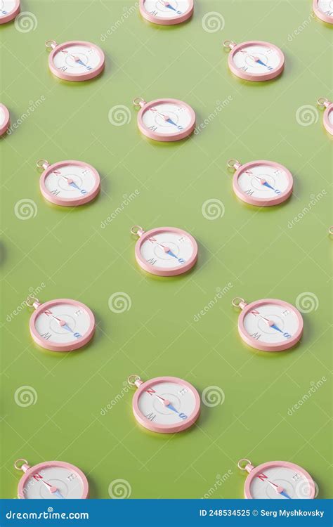Groupe De Compasses Pop Art Sur Fond Vert Illustration Stock