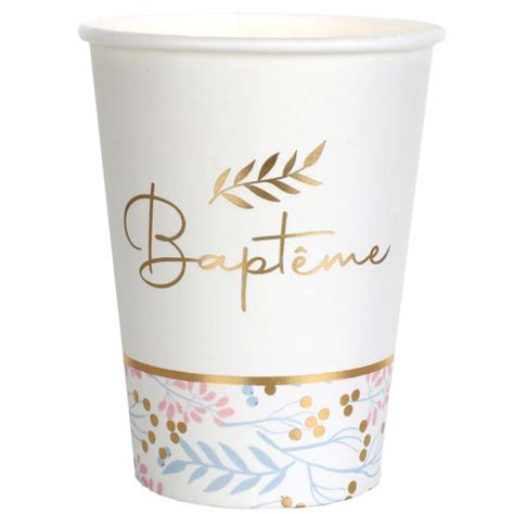 10 Gobelets Baptème Décoration De Table Jetable