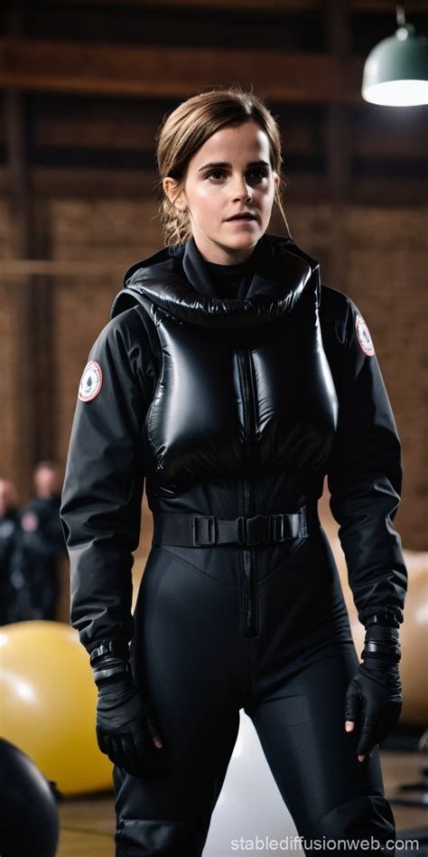 Emma Watson In Shiny Black Drysuit Stable Diffusion Online
