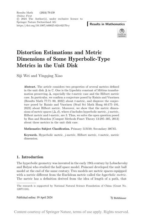 Distortion Estimations And Metric Dimensions Of Some Hyperbolic Type