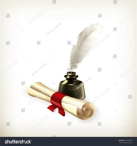 Ancient Scroll Feather Bitmap Copy Stock Illustration 126663539