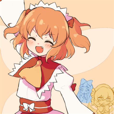 Safebooru 144udy 3girls O Arm Up Bow Bowtie Closed Eyes Curly Hair