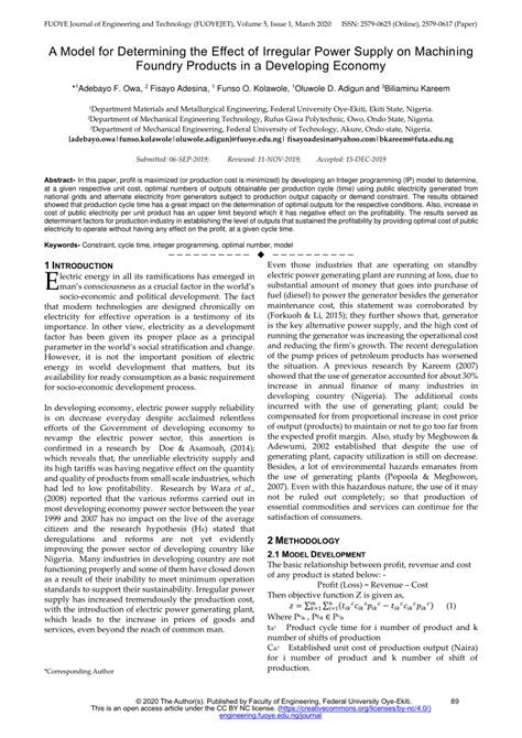 Pdf A Model For Determining The Effect Of Irregular Power Supply On