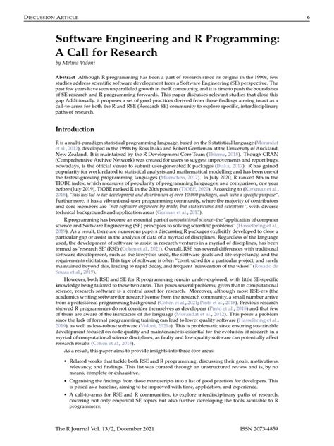 Software Engineering And R Programming A Call For Research Iscussion