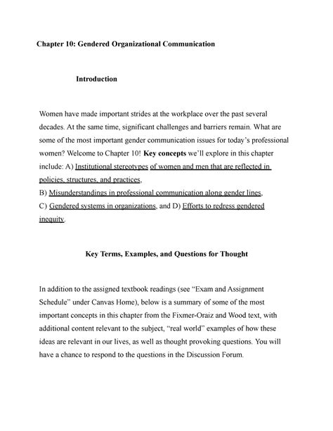 Gendered Organizational Communication Chapter 10 Gendered