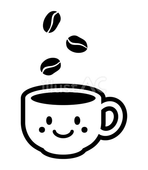 コーヒー豆と笑顔のコーヒーカップイラスト No 25257334｜無料イラスト・フリー素材なら「イラストac」
