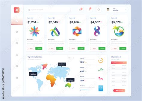 Infographic Dashboard Uiux Design With Graphs Charts And Diagram Stock Vector Adobe Stock