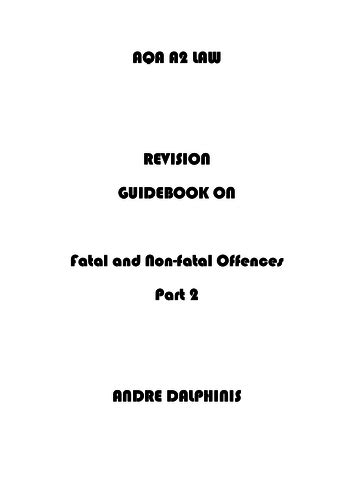 Aqa Unit 3 Revision Guide Part 2 Non Fatal Offences Teaching Resources