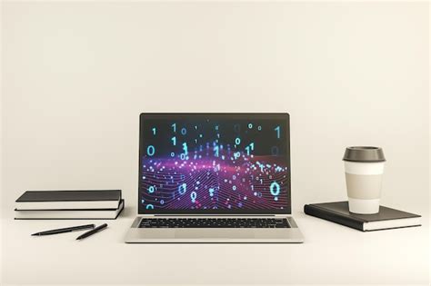 Premium Photo Creative Abstract Binary Code Hologram On Modern