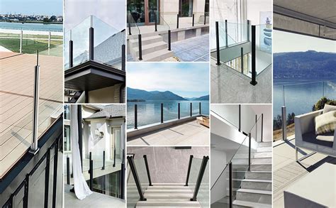Ywanwj Glas Geländerpfosten Glas Geländer Silber Edelstahl